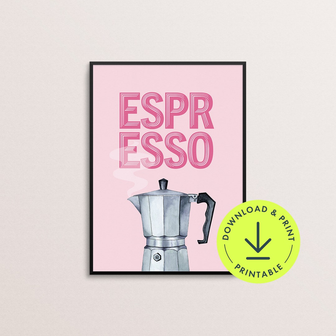 Pink Espresso Coffee Wall Art Moka Pot Print Coffee Printable Coffee ...