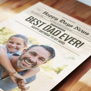 Custom Newspaper Print Personalised Dad Birthday Gift Idea for Fathers ...