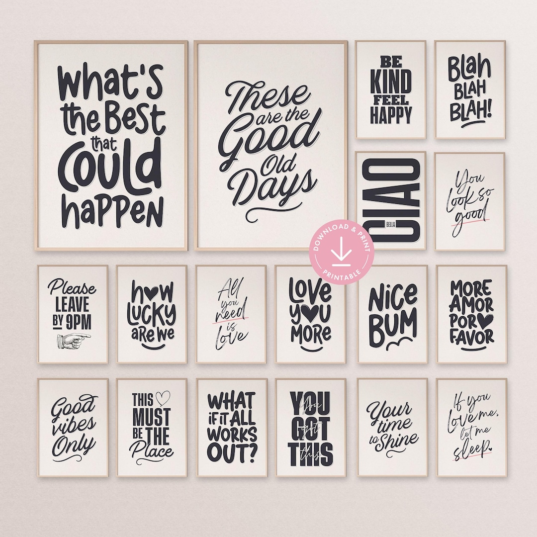 Typography Quotes Print Bundle: Retro Eclectic Gallery Wall (digital ...