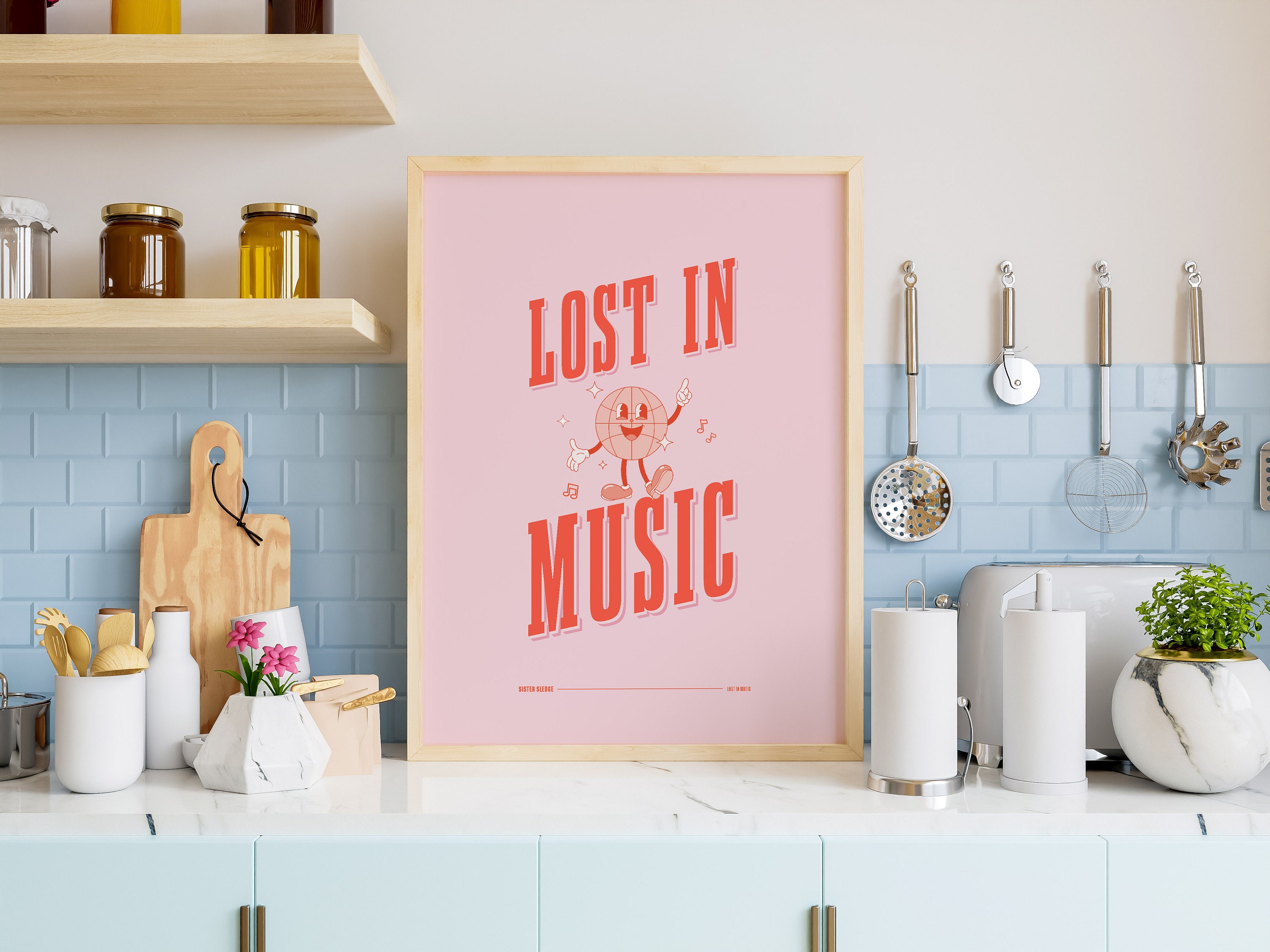 Disco Music Quote Print Cute Pink House Music Printable Kitchen Wall ...