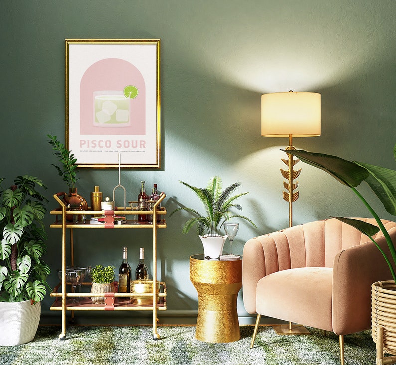 Pisco Sour Cocktail Print Retro Cocktail Print Pisco Sour Printable ...