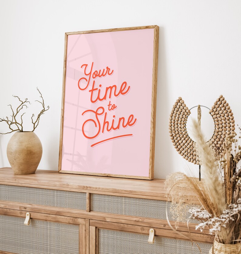 Pink Inspirational Quote Print Printable Happy Wall Art Quote Wall Art ...