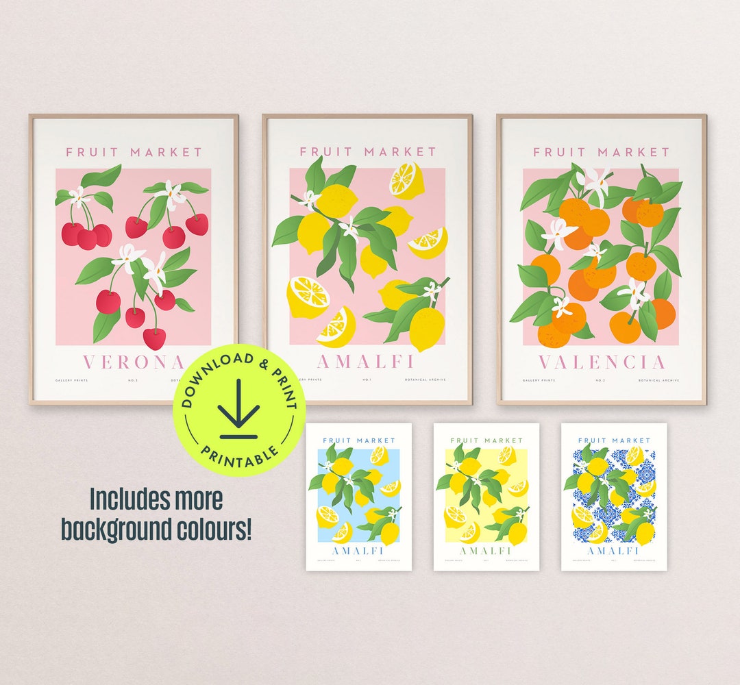 Fruit Wall Art Prints Kitchen Mediterranean Kitchen Gallery Wall Set of ...