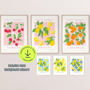 Fruit Wall Art Prints Kitchen Mediterranean Kitchen Gallery Wall Set of ...