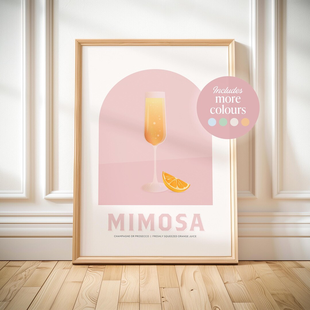 Mimosa Print Printable Mimosa Cocktail Recipe Art Drink Gift Idea for ...