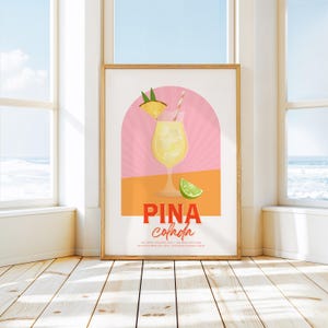 Pina Colada Cocktail Art Print: Summer Home Bar Decor (digital Download ...