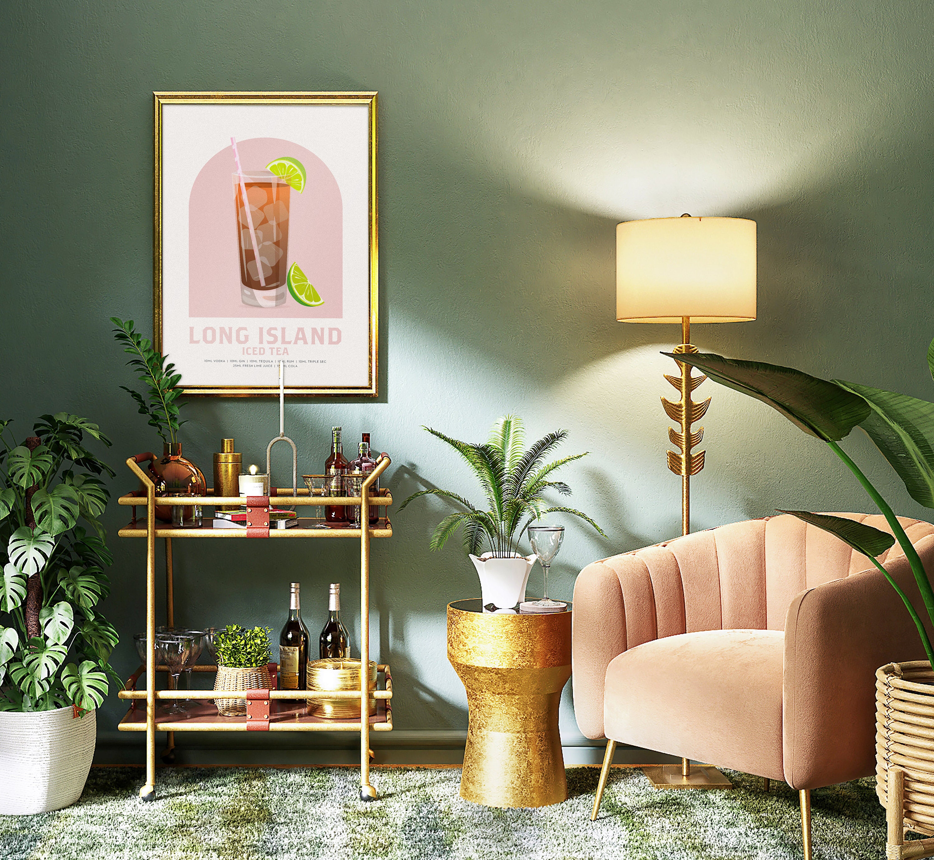 Long Island Iced Tea Cocktail Print Retro Cocktail Print Alcohol ...