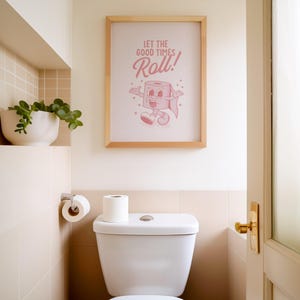 Pink Bathroom Art Print Toilet Wall Art Preppy Bathroom Set of 3 Cute ...