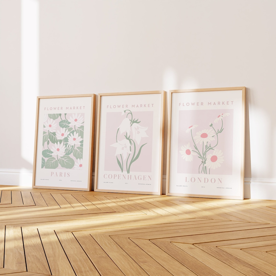 Floral Wall Decor Boho Gallery Wall Set of 3 Flower Posters Aesthetic ...