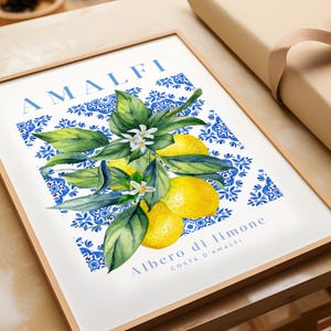 Lemon Tree Wall Art Amalfi Prints Trendy Kitchen Gallery Wall Blue ...