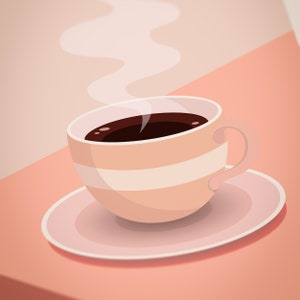 Pink Morning Coffee Wall Art Print Printable Coffee Bar Print ...