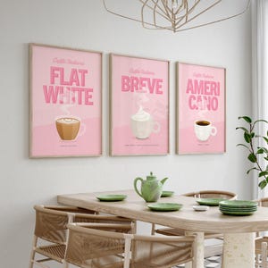 Pink Coffee Types Print Set: Kitchen Cafe Art (digital Download) - Etsy