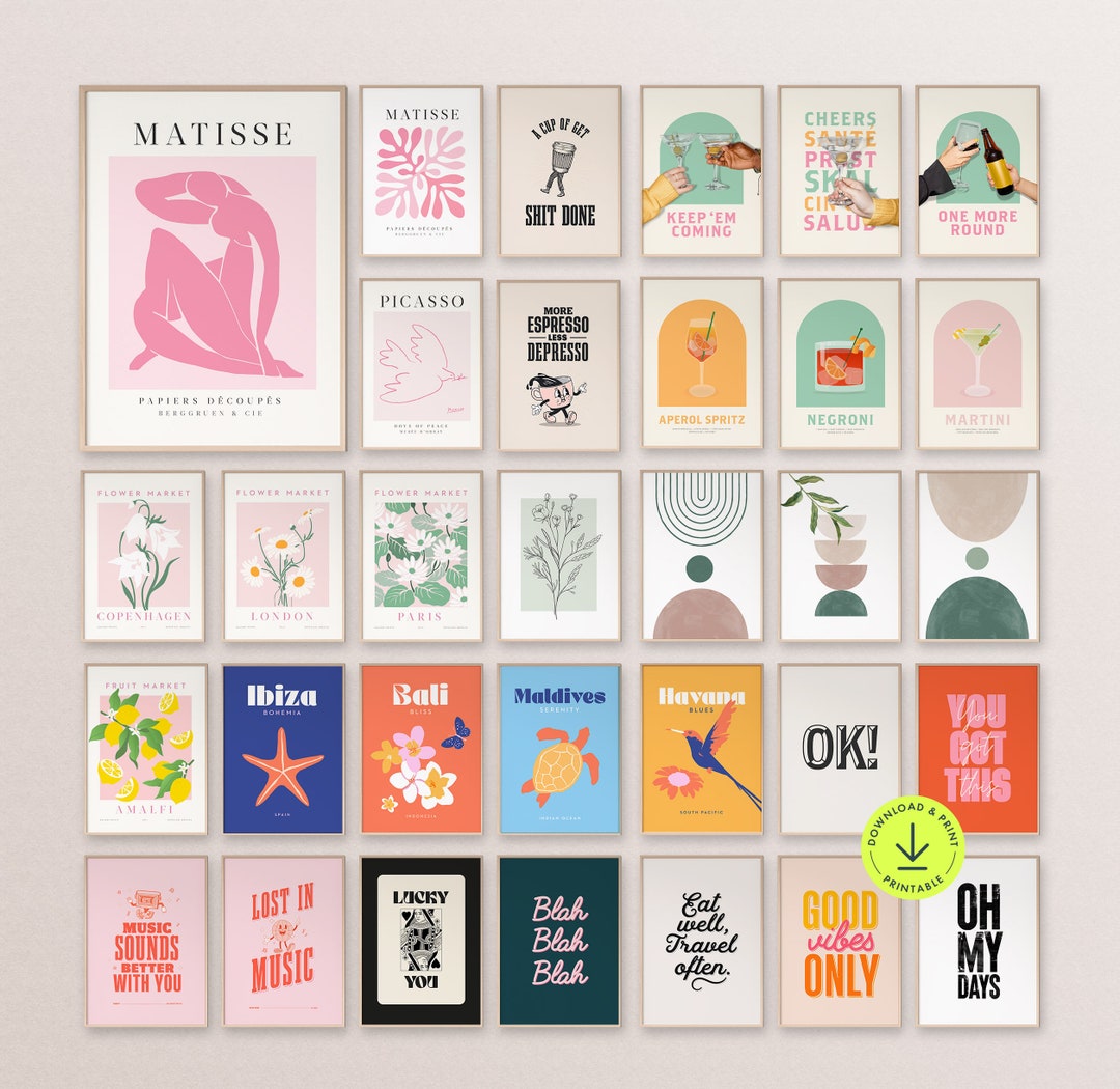 Trendy Dorm Room Decor Print Set Bundle Dorm Gallery Wall Set Printable ...