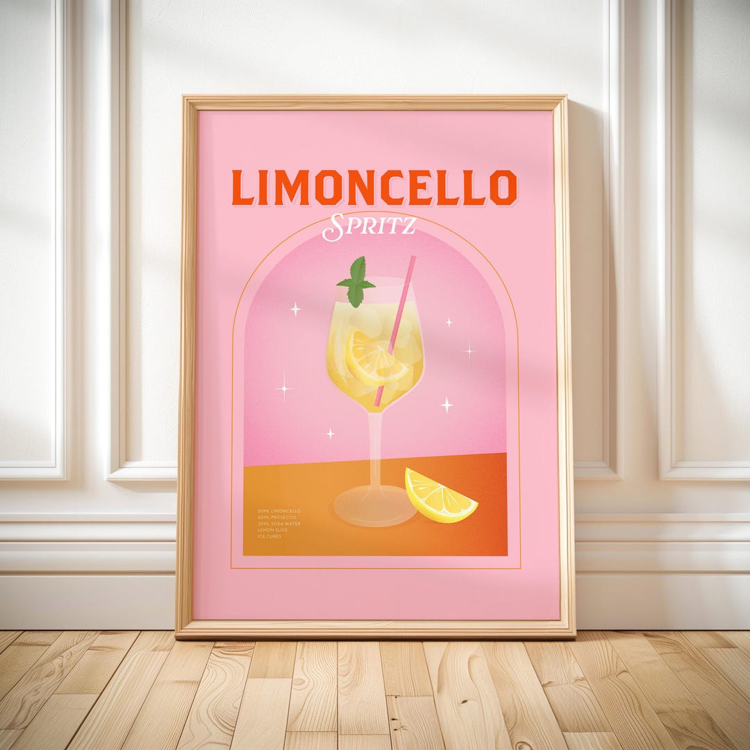 Limoncello Spritz Print Printable Cocktail Recipe Art Girly Bar Gift ...