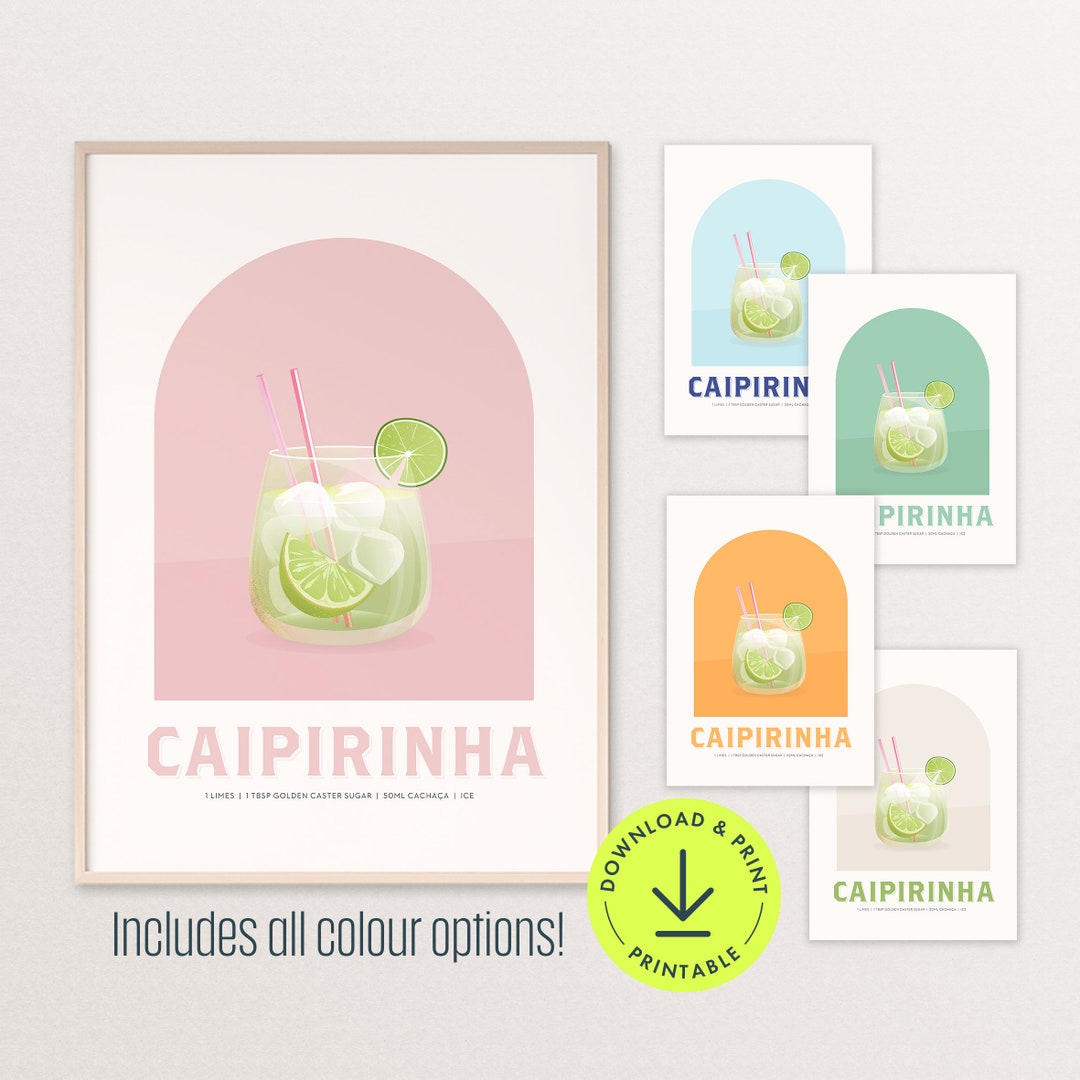 Caipirinha Cocktail Poster Bar Printable Art Cocktail Print Girly Bar ...