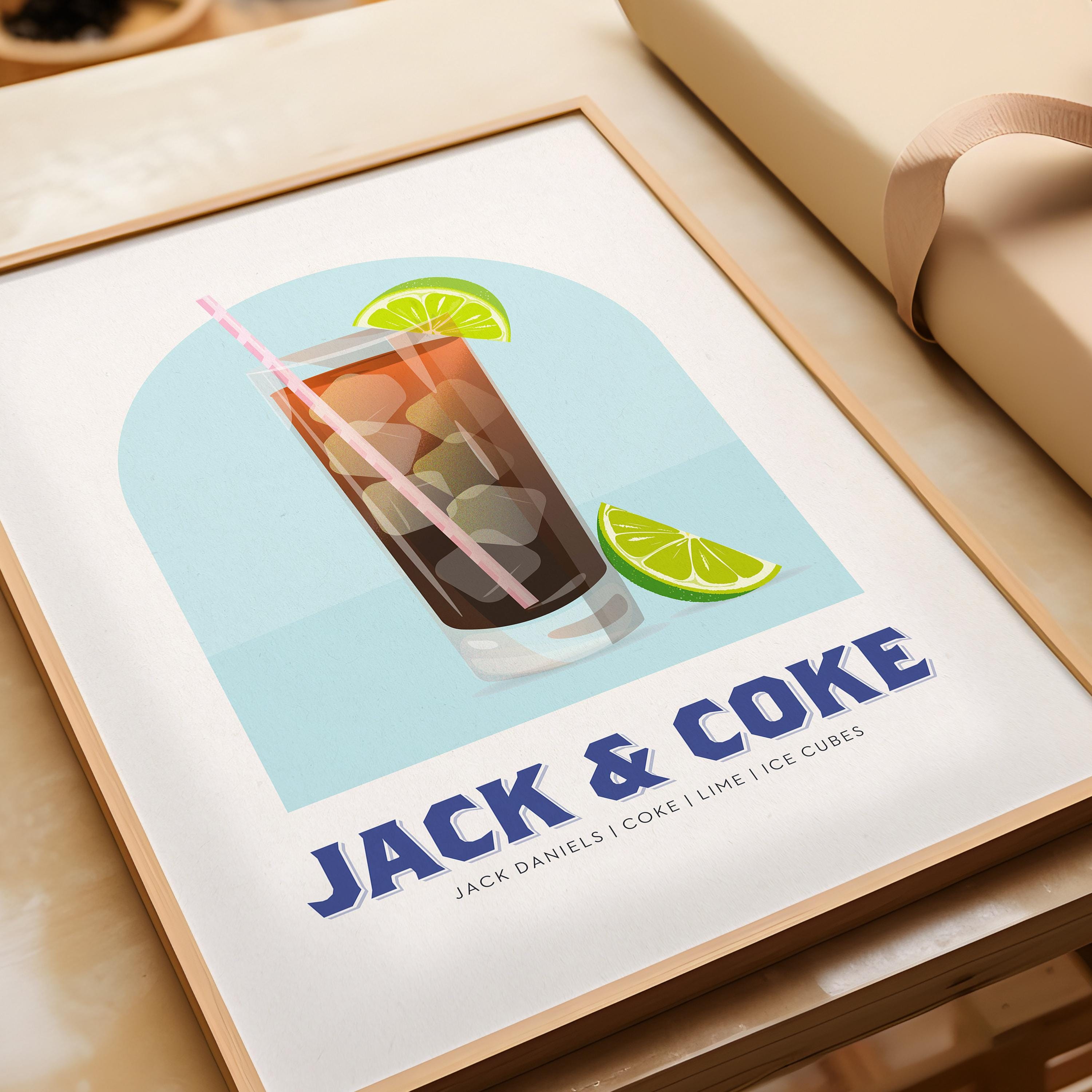 Jack and Coke Cocktail Print: Bar Cart Decor (digital Download) - Etsy
