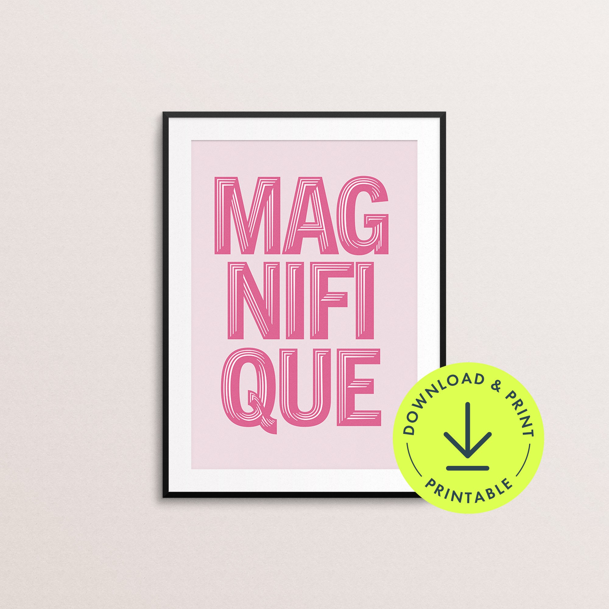 Positive Pink Quote Wall Art Printable Quote Print French Sayings ...
