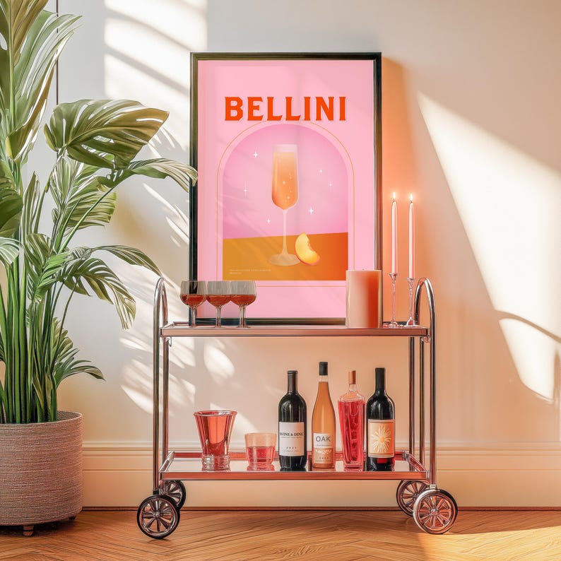 Bellini Cocktail Recipe Poster: Girly Bar Cart Decor (digital Download ...