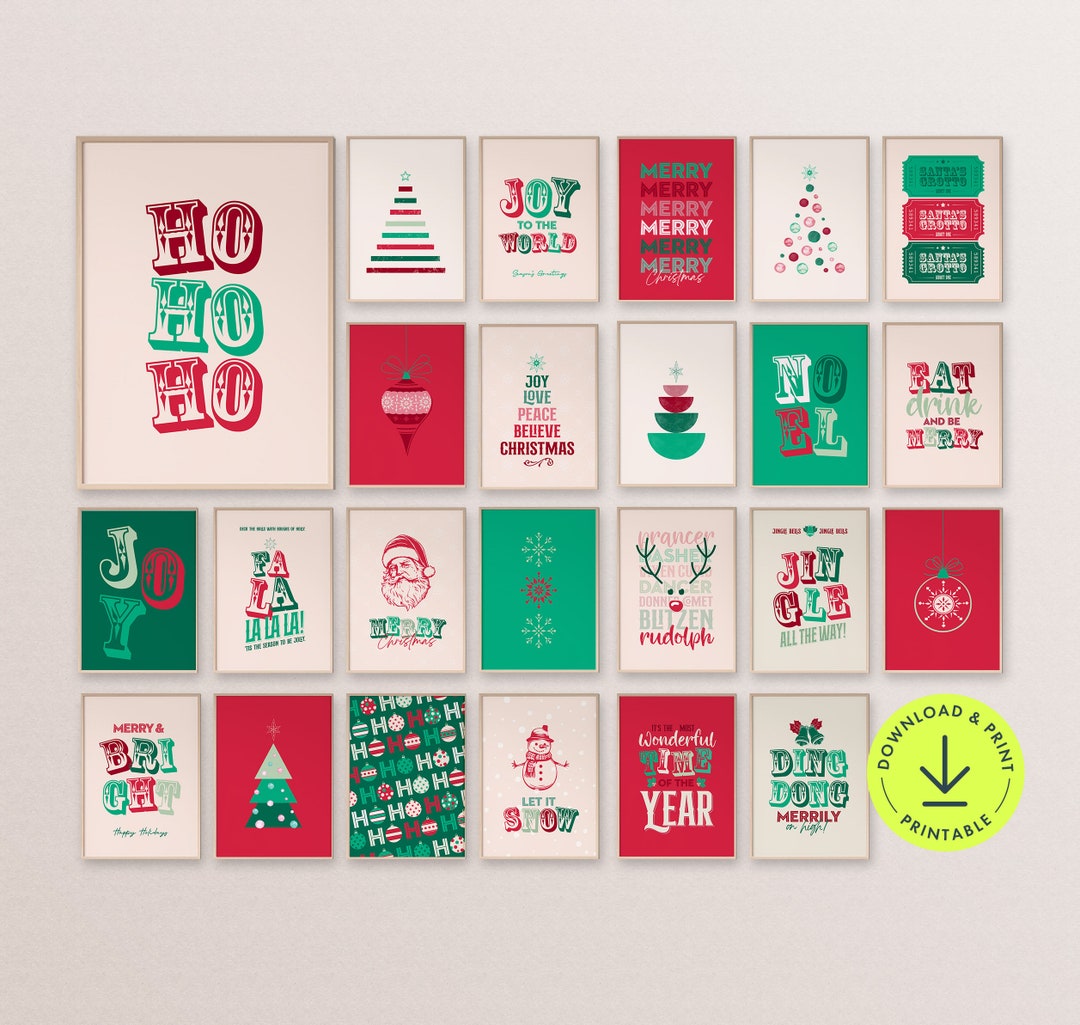 Modern Christmas print set printable Christmas wall art trendy holiday ...