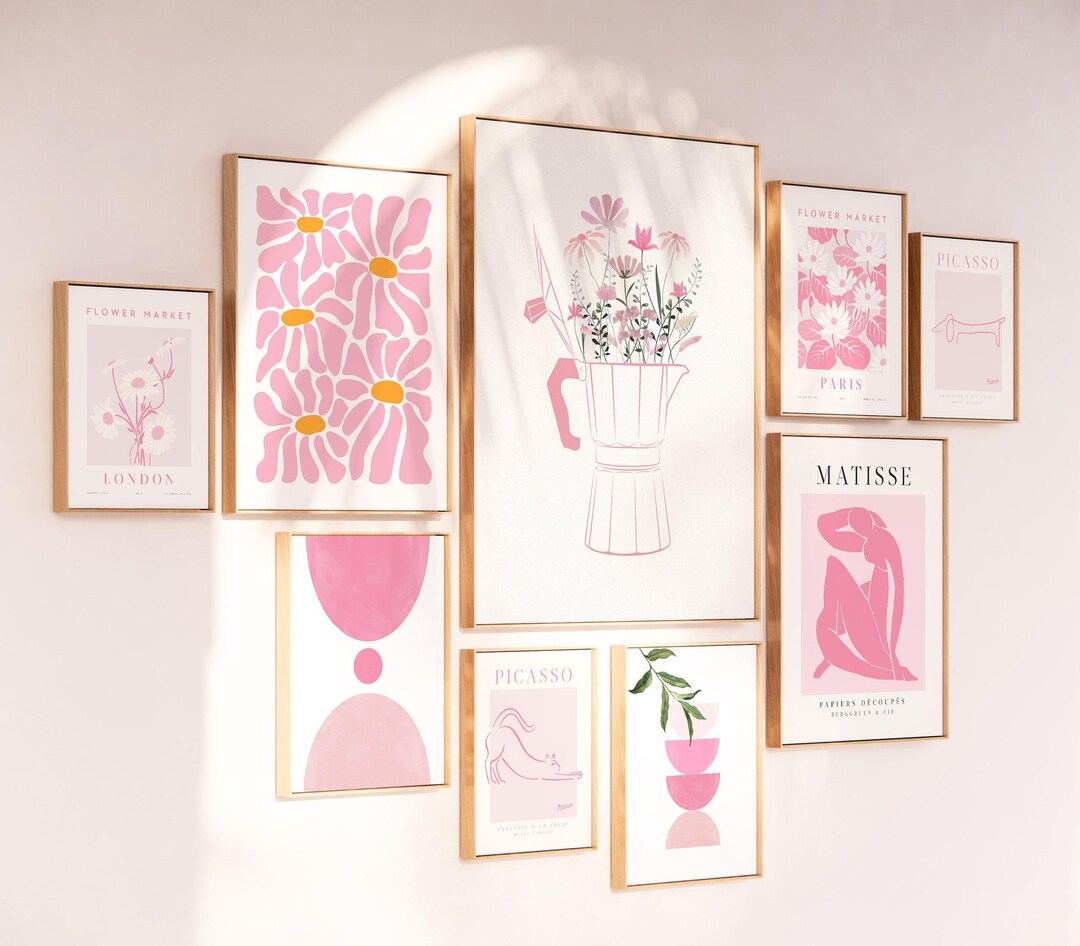 Pink Gallery Wall Art Set: Boho, Matisse, Cocktails (digital Download ...