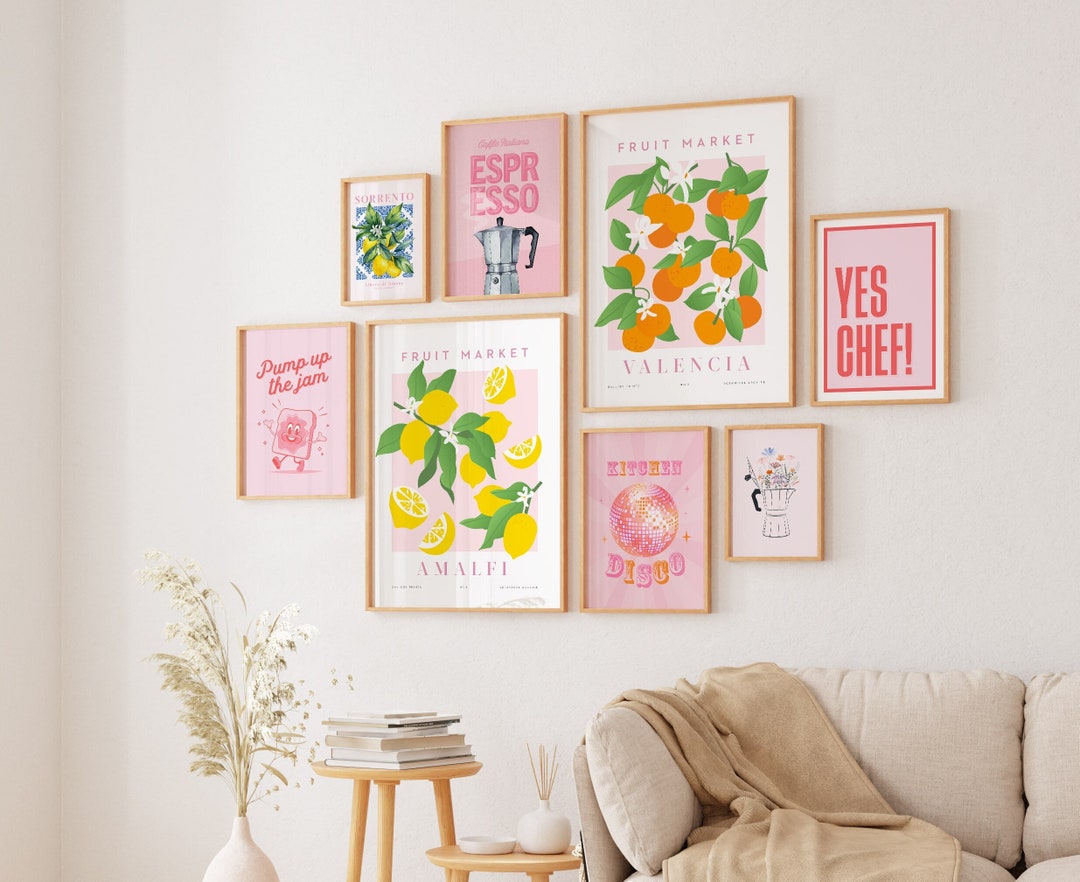 Colourful Kitchen Gallery Wall Set of 6 Print Set Modern Kitchen Decor ...