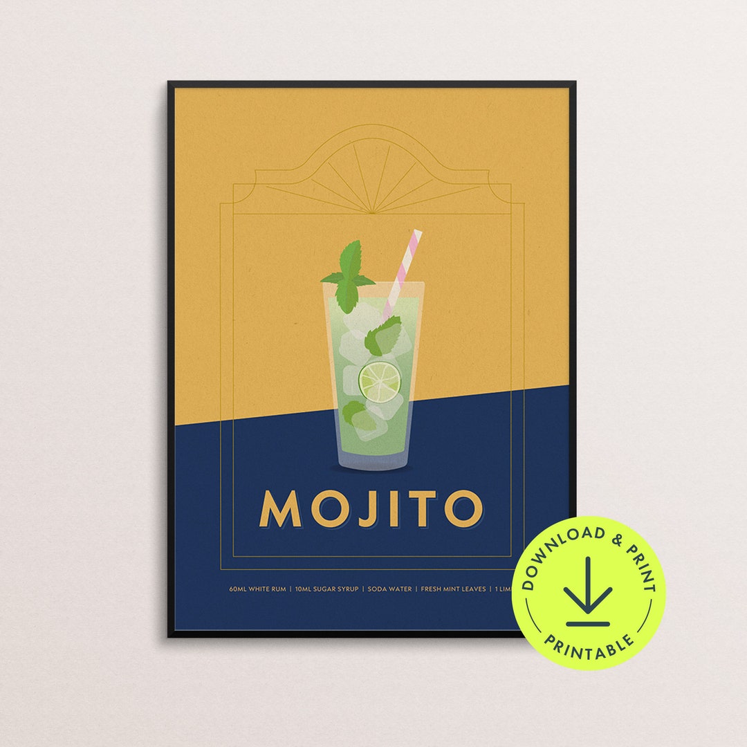 Mojito Art Print Retro Art Printable Dining Room Wall Art Kitchen Decor ...