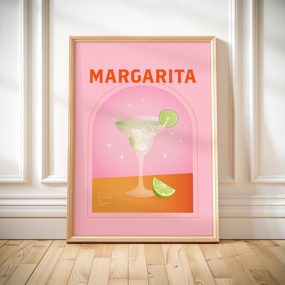 Margarita Print Printable Cocktail Recipe Art Drinks Gift Idea for Home ...