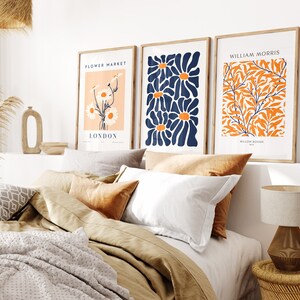 Orange Navy Print Gallery Wall Set of 6 Modern Abstract Art Printable ...