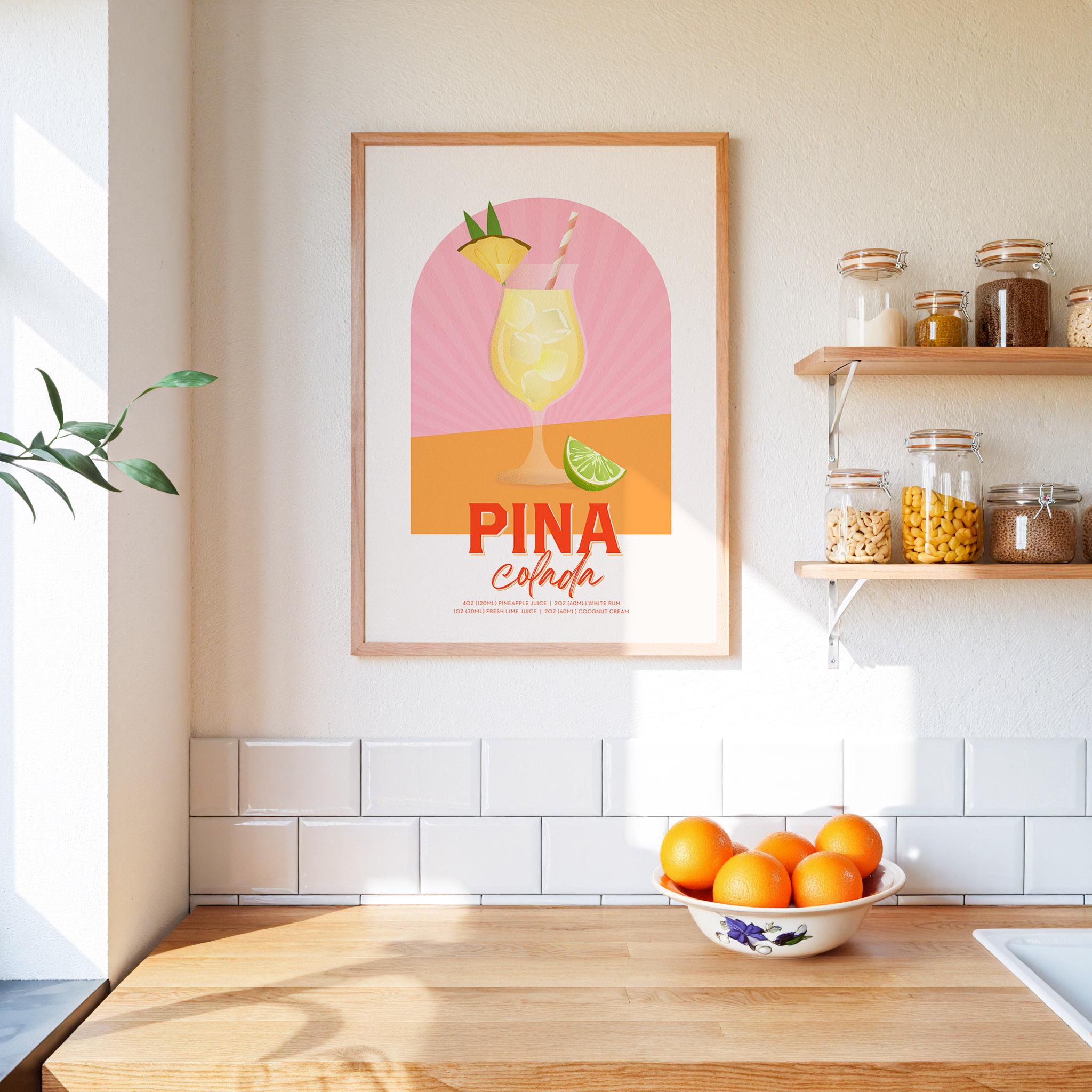 Pina Colada Cocktail Art Print: Summer Home Bar Decor (digital Download ...