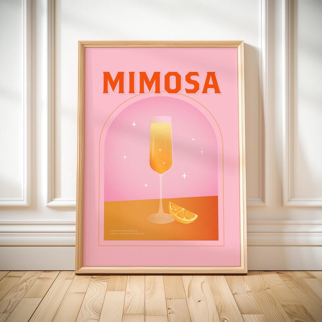Mimosa Poster Printable Cocktail Recipe Art Girly Bar Gift Idea for Her ...