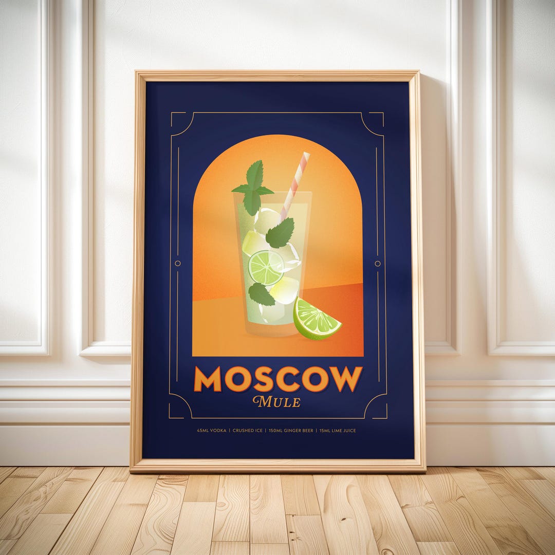 Moscow Mule Print Printable Classic Cocktail Recipe Drink Gift Idea for ...