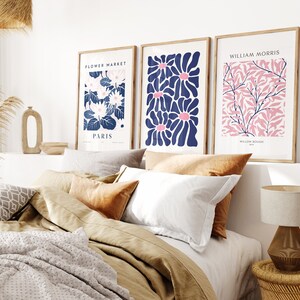 Navy Blue Pink Gallery Wall Set of 6 Print Modern Abstract Art ...