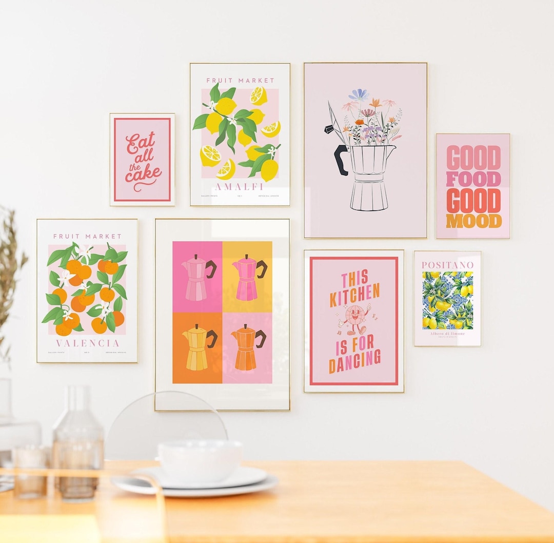 Trendy Kitchen Print Set: Printable Kitchen Gallery Wall Art (digital ...