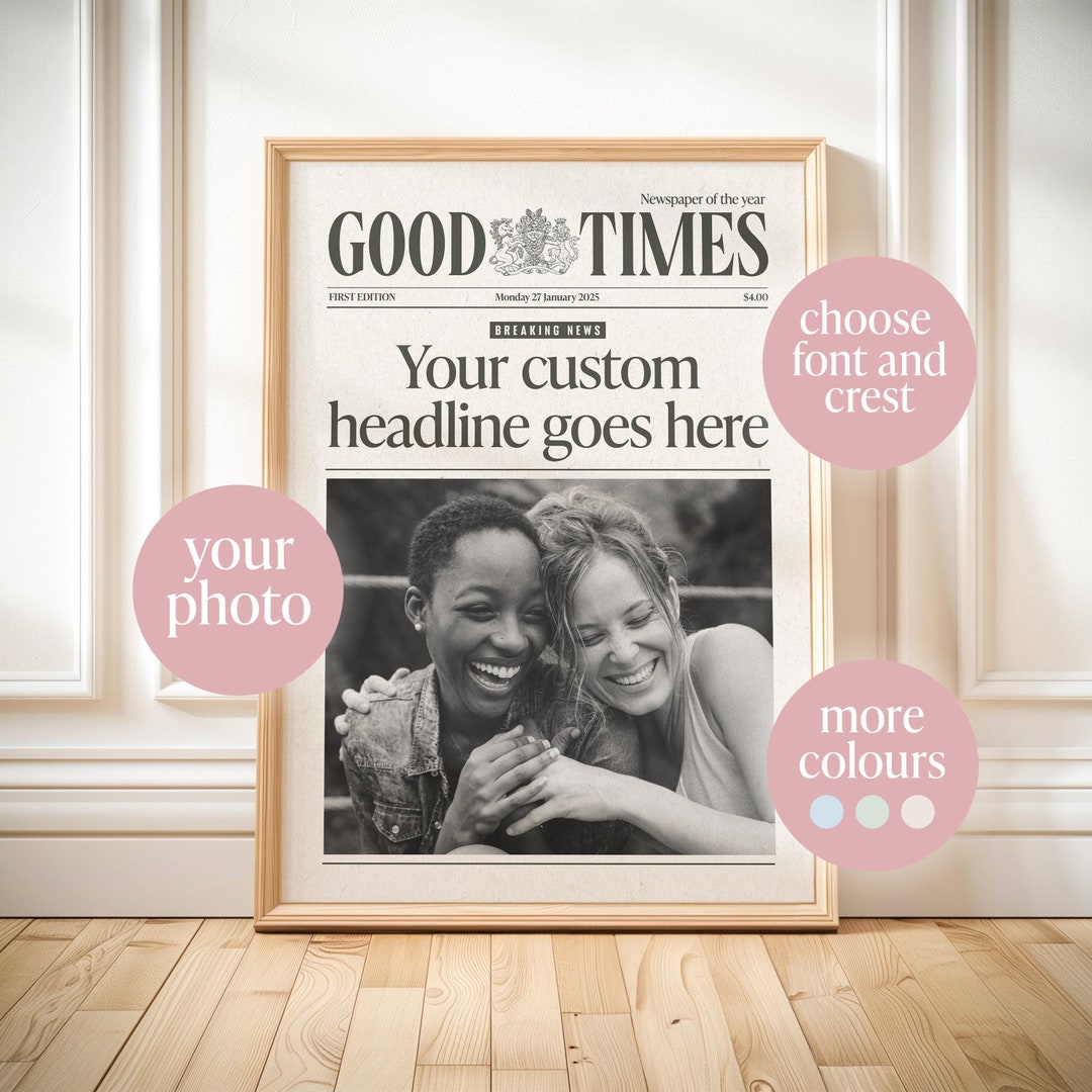 Personalised Newspaper Print Custom Gift for Best Friend Present Idea ...