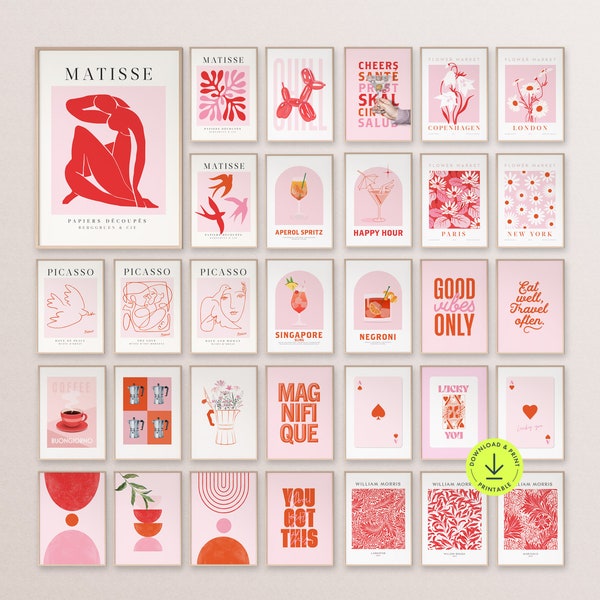 Pink and Red Print - Etsy