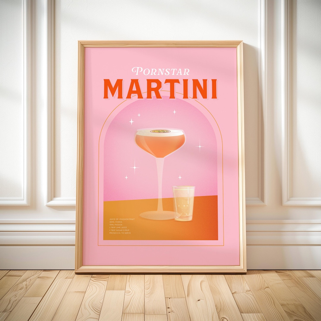 Pornstar Martini Print Printable Cocktail Recipe Art Girly Bar Gift ...