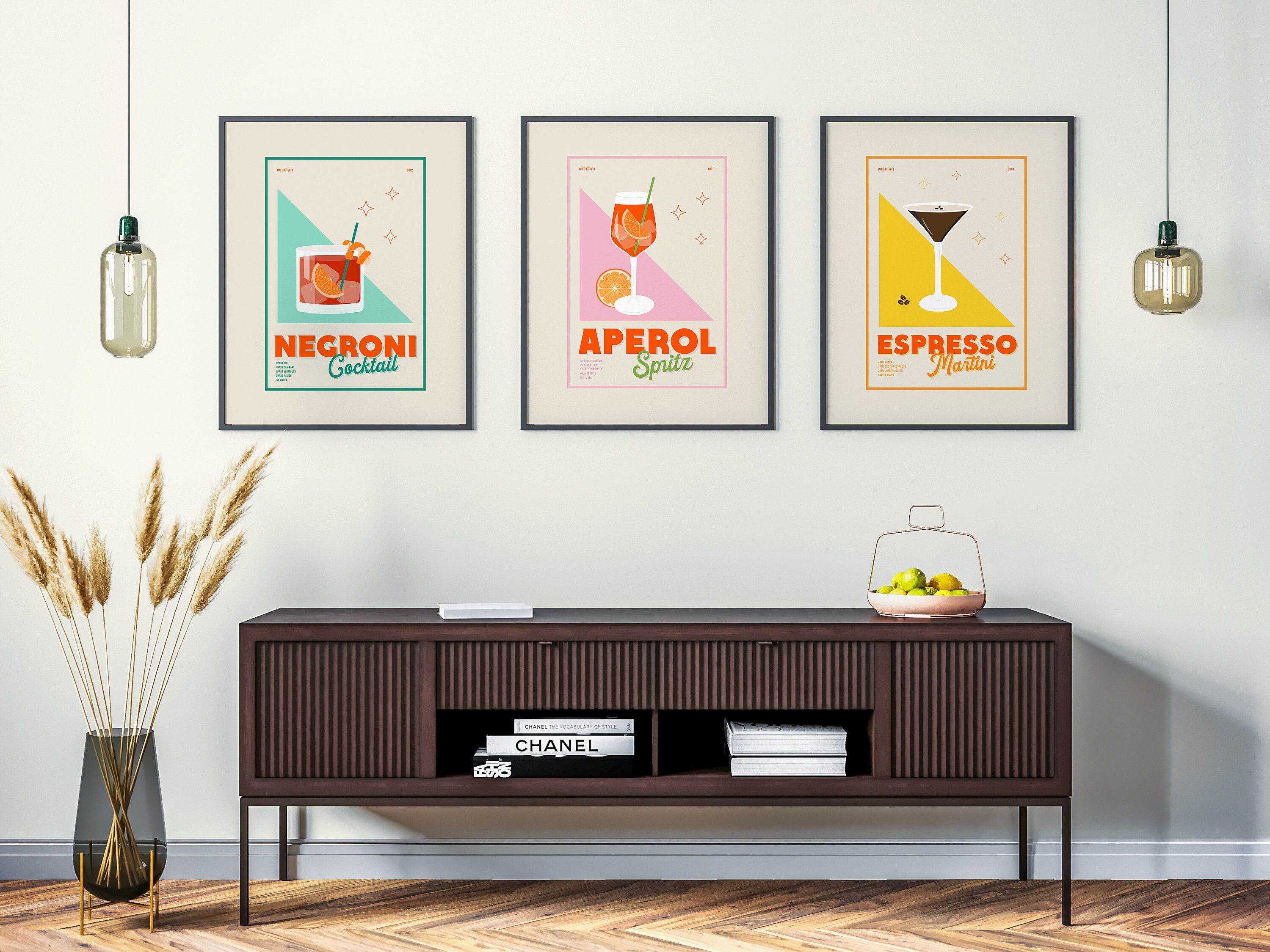 Retro Cocktail Drink Posters Printable Bar Cart Gallery Wall Set of 6 ...