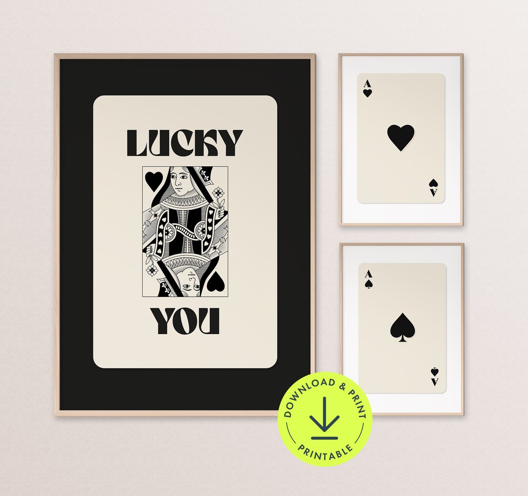 Playing Card Wall Art Print Gallery Wall Set of 3 Printable Retro ...