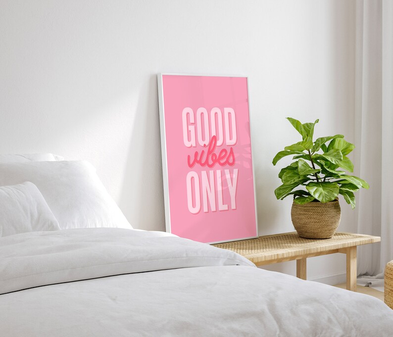 Pink Good Vibes Only Print: Trendy Dorm Decor (digital Download) - Etsy