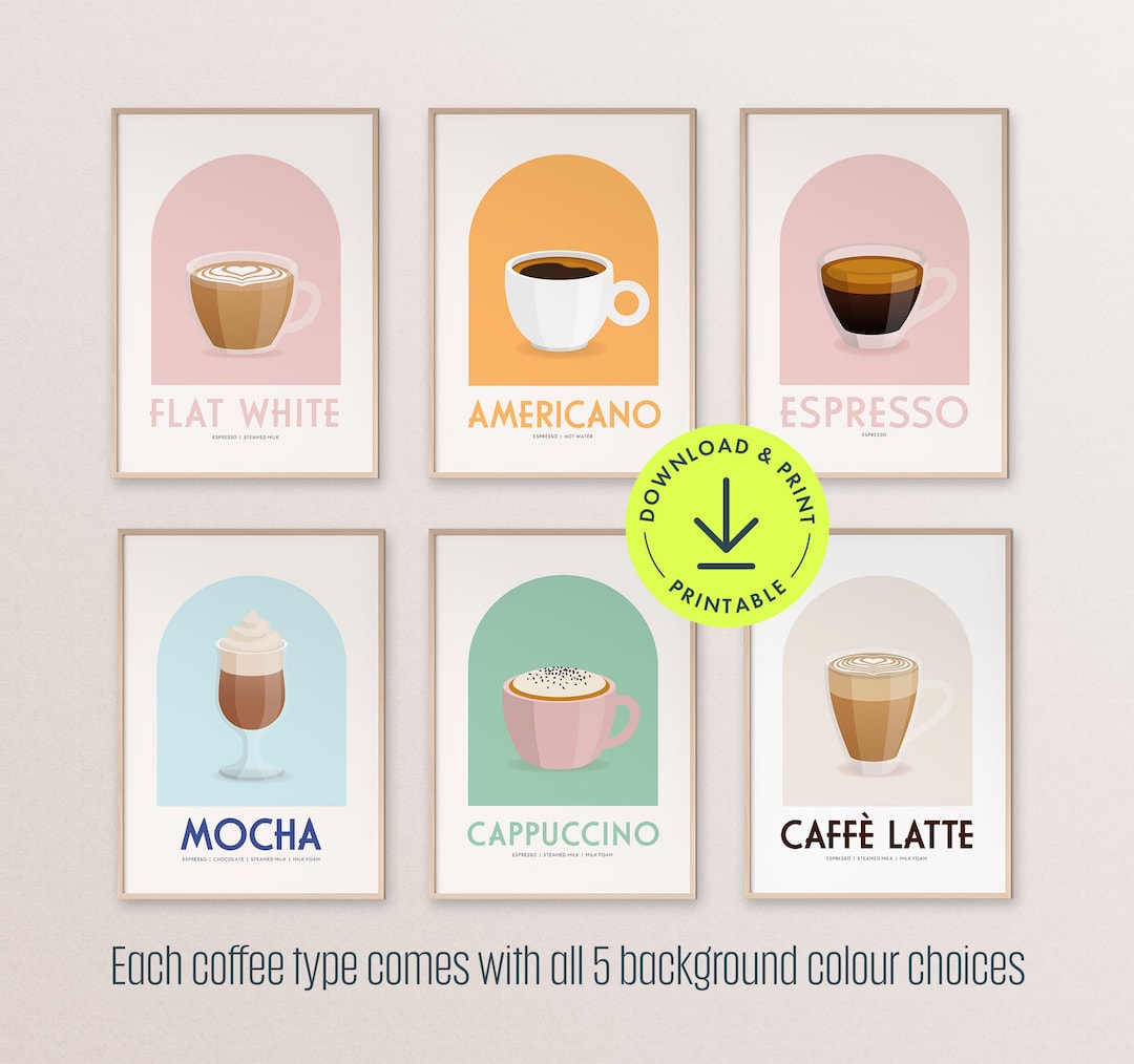Coffee Bar Art Coffee Shop Print Set Coffee Gallery Wall Printable ...