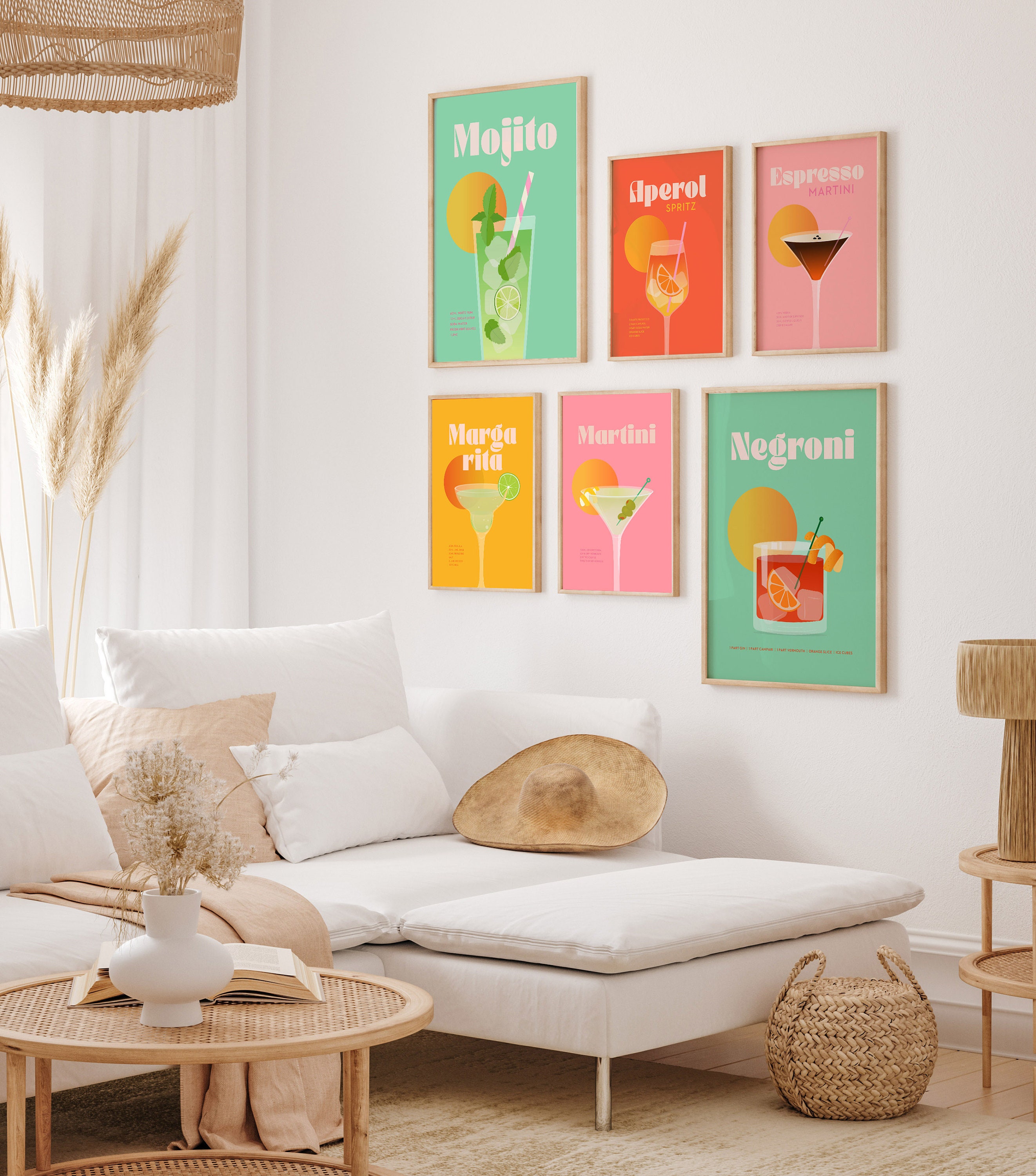 Colourful Cocktail Print Set of 12 Cocktail Posters Cocktail - Etsy