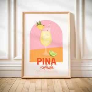 Pina Colada Cocktail Art Print: Summer Home Bar Decor (digital Download ...