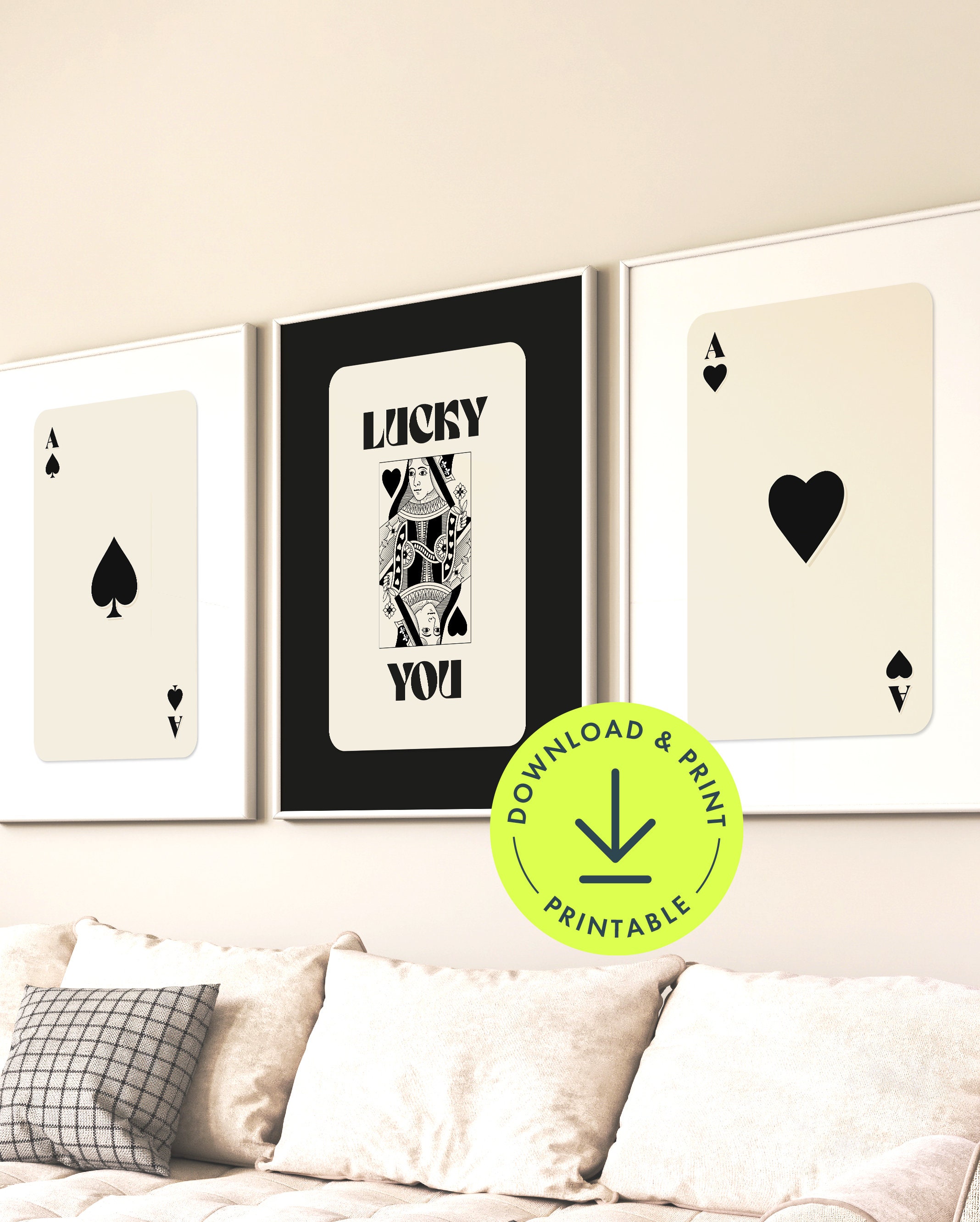 Playing Card Wall Art Bundle Printable Gallery Wall Set of 3 - Etsy