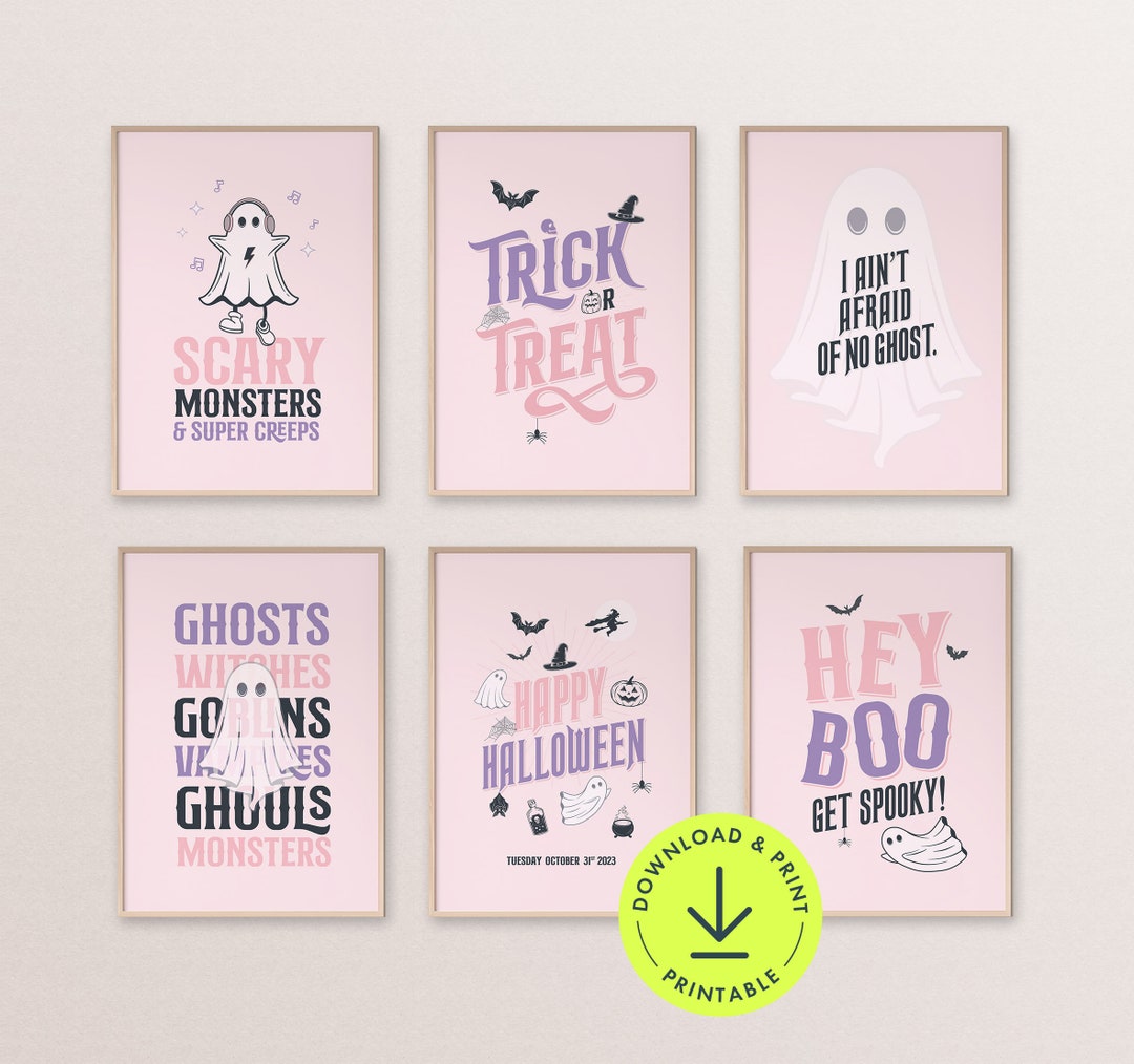 Cute Halloween Quote Print Gallery Wall Set Halloween Printable Ghost ...
