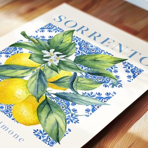 Lemon Tree Wall Art Amalfi Prints Trendy Kitchen Gallery Wall Blue ...