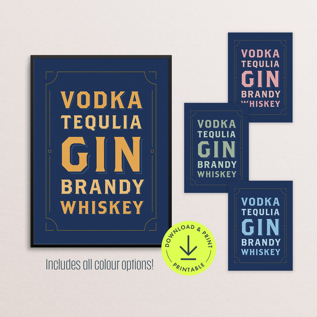 Bar Sign Print Alcohol Wall Art Printable Bar Sign Wall Art Pub Print ...