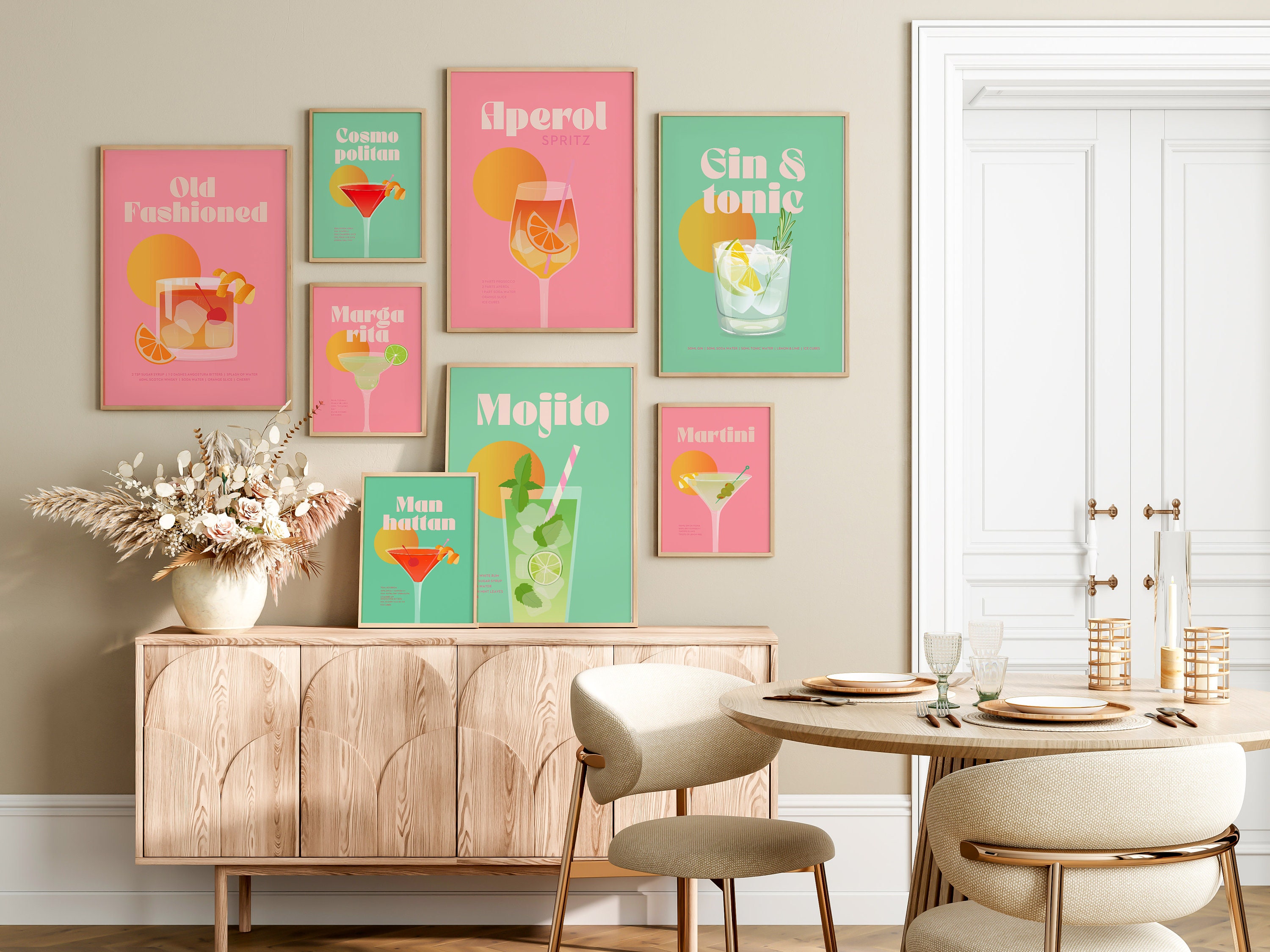 Colourful Cocktail Print Set of 12 Cocktail Posters Cocktail - Etsy