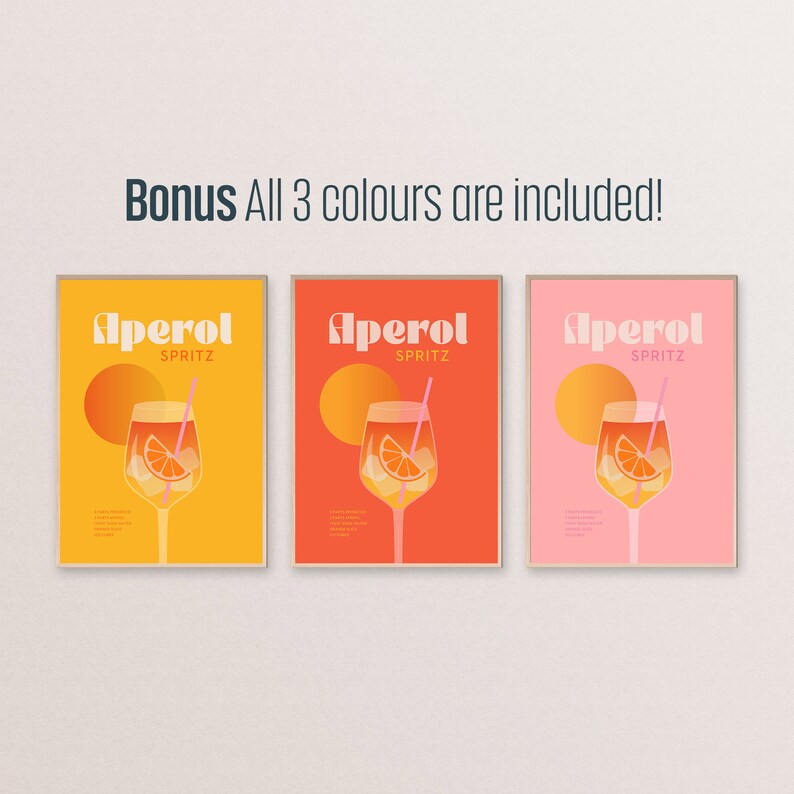 Aperol Spritz Print Cocktail Wall Art Aperol Spritz Printable Retro ...