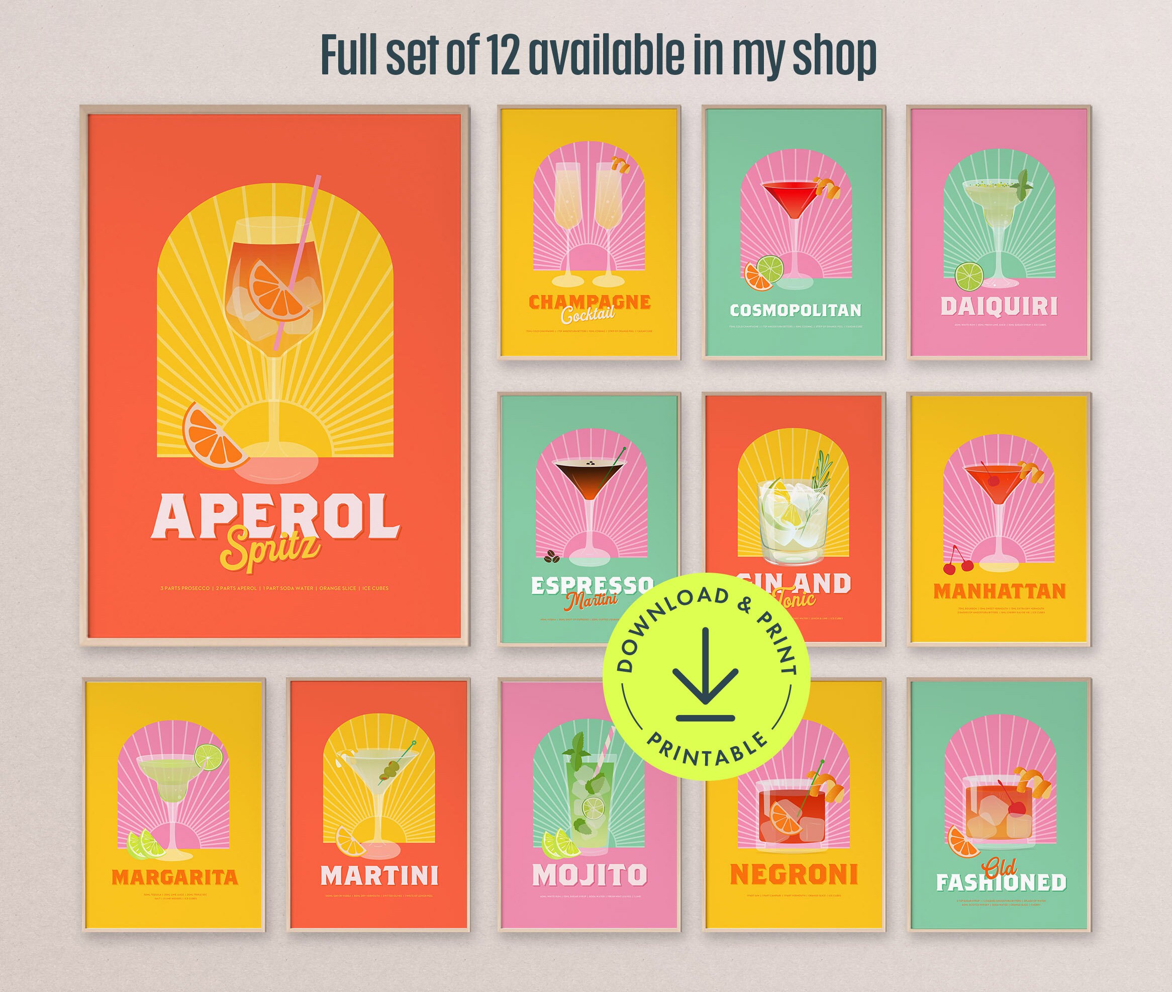 Printable Aperol Spritz Print Downloadable Spritz Cocktail Poster ...