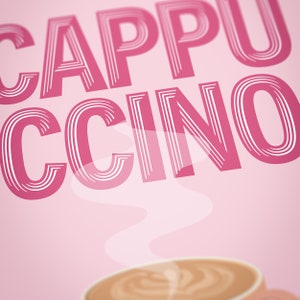 Cappuccino Coffee Print: Pink Retro Cafe Art (digital Download) - Etsy
